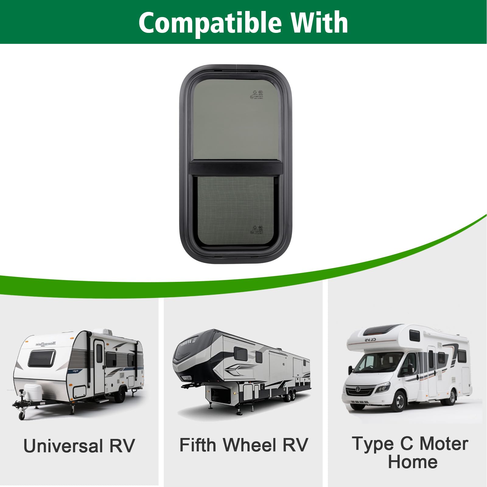 Snapklik.com : Dulepax Vertical RV Window, 12" W X 22" H Tinted Slide ...