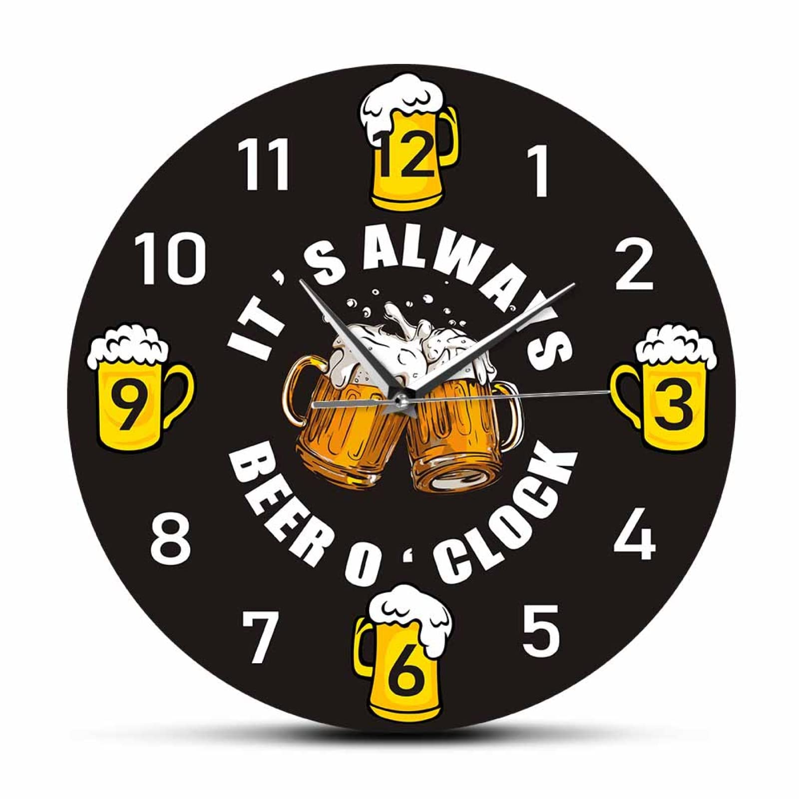 Amazon.com: 12 inch Wall Clock It‘s Always Beer O'Clock Drinking Stein ...