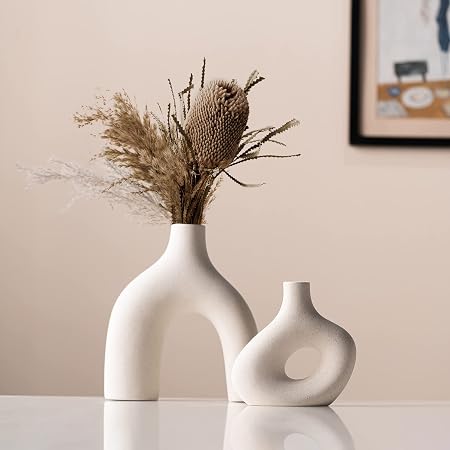 Amazon.de: JOVONE Kreis Keramik Blumenvase, Moderne Ornament vase ...