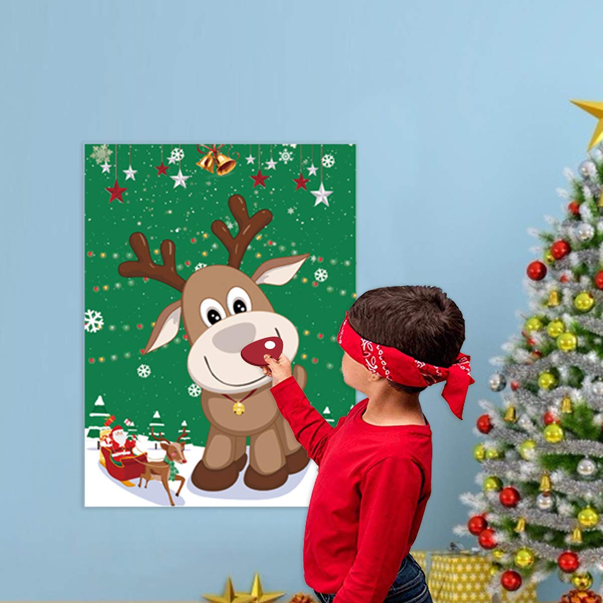 Pin The Nose On The Reindeer Game Reindeer Christmas Game For Kids ...