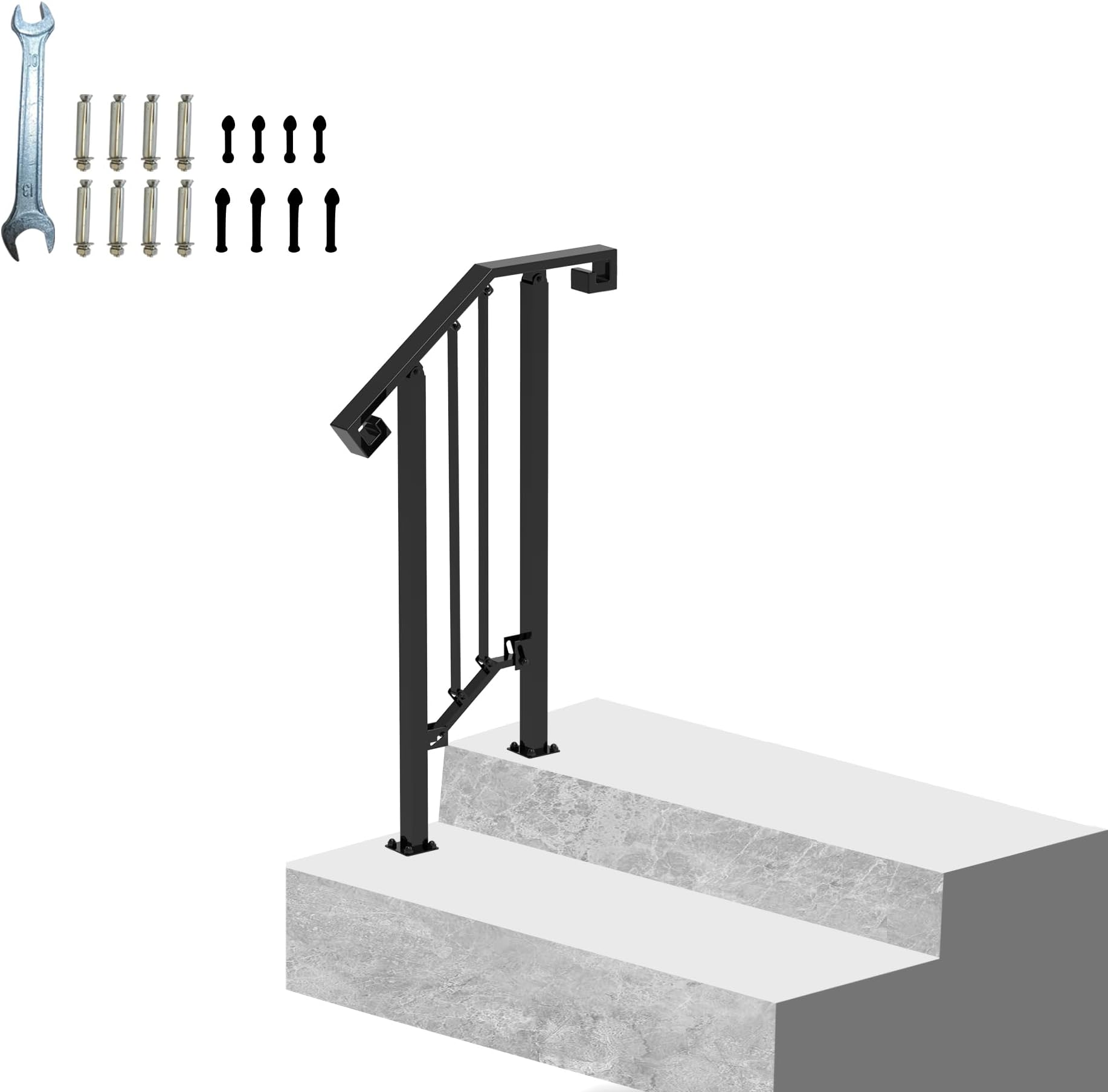 Handrails for Outdoor Steps, 2PCS Outdoor Stair Railing Fits 2 to 3 ...