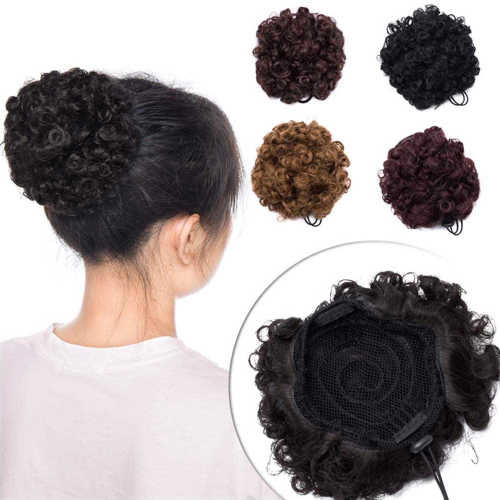 Amazon.com : Synthetic Afro Puff Hair Bun Ponytail for African American ...