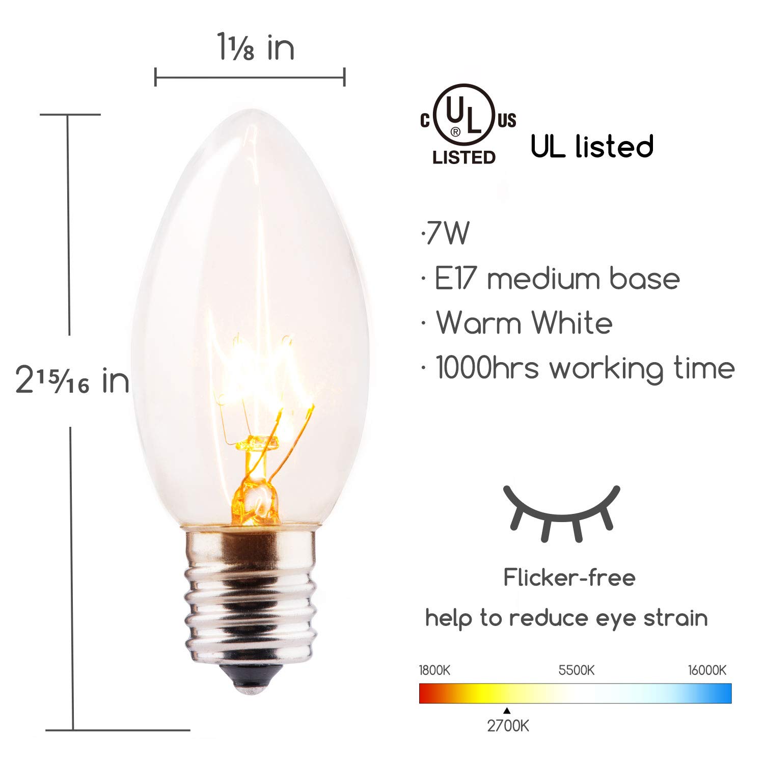 Snapklik.com : 50 Pack C9 Incandescent Bulb, C9 Christmas Replacement ...