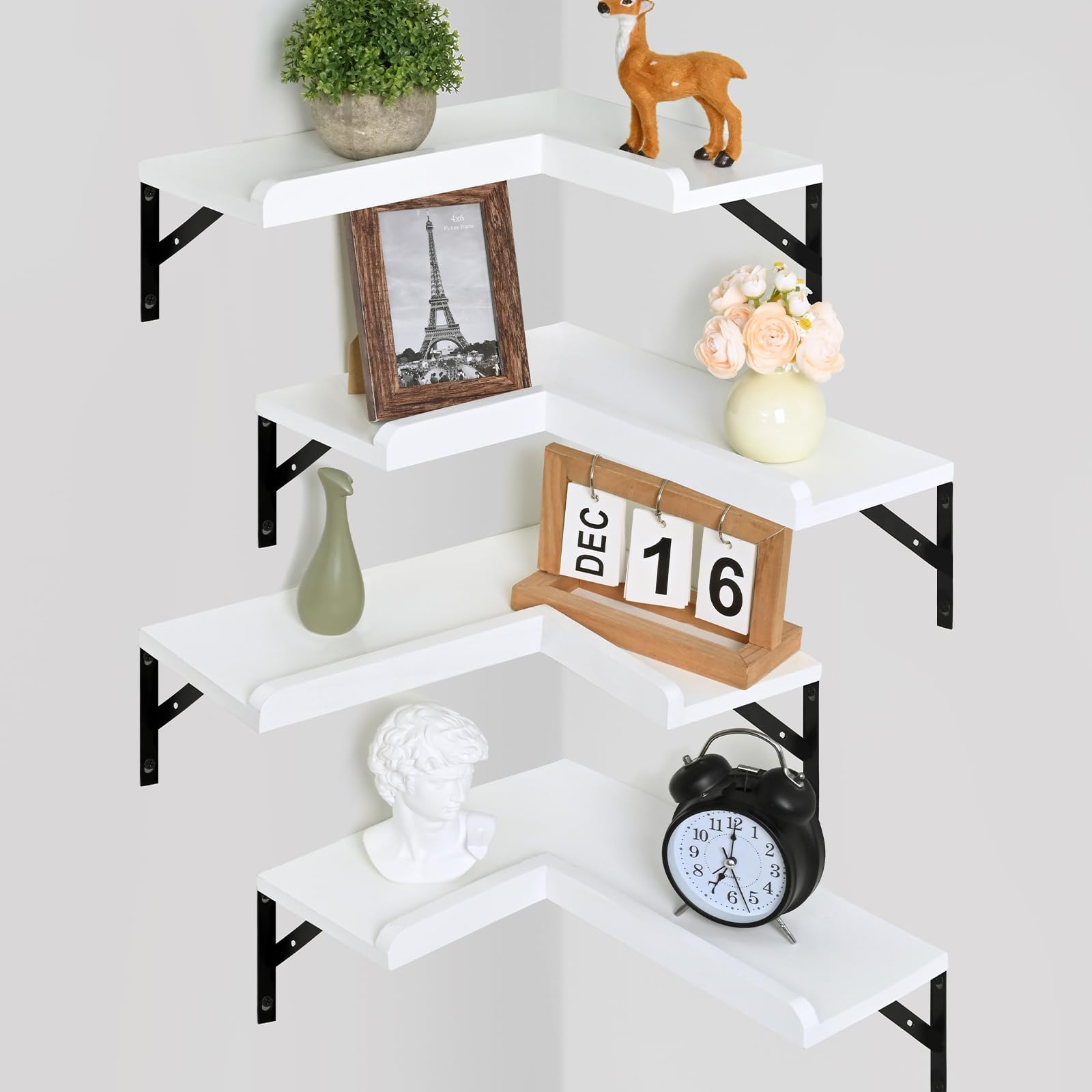 Amazon.com: RANK Modern 5-Tier Floating Corner Shelves Wall Mounted ...