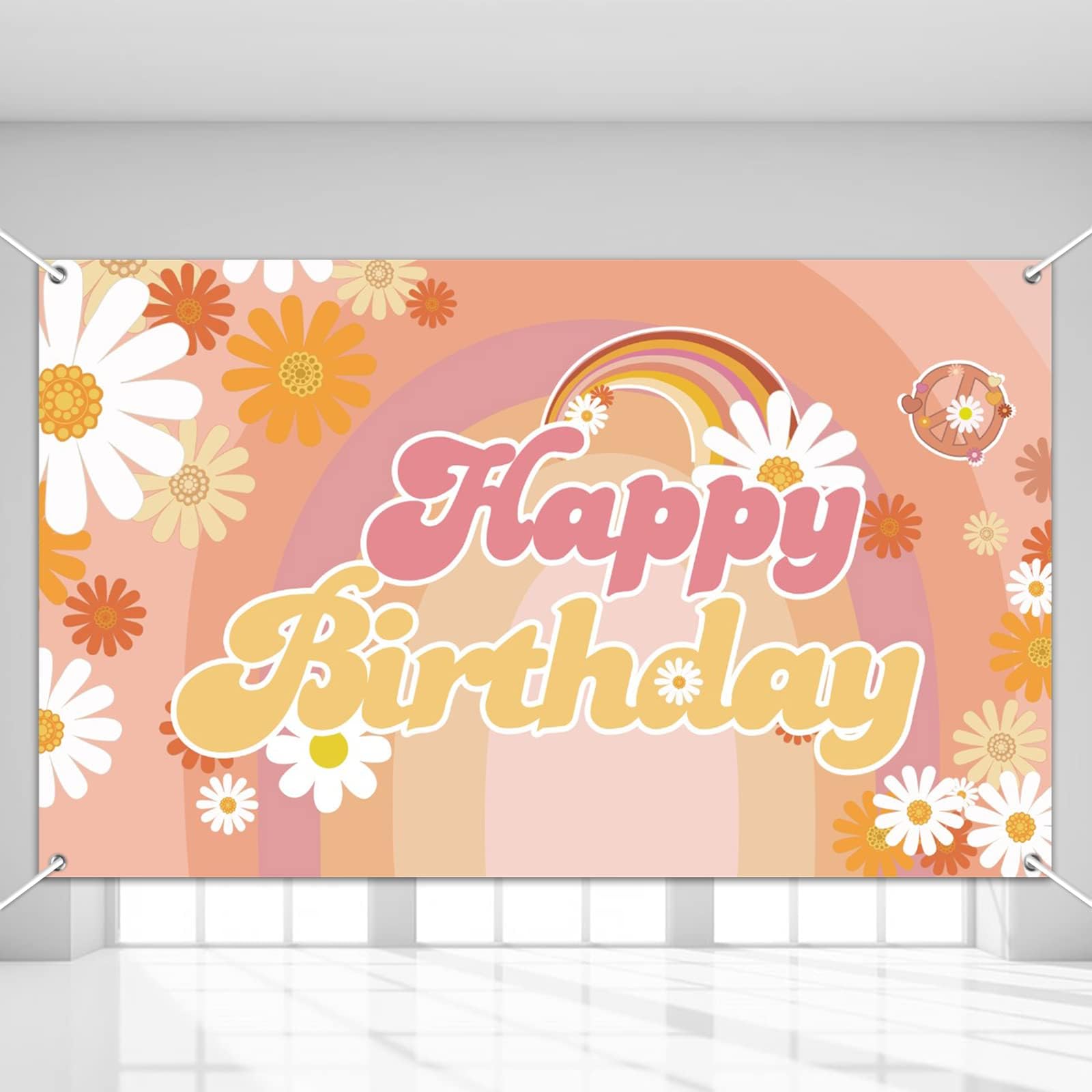 Amazon.com: 6x3.6ft Groovy Happy Birthday Backdrop Groovy Birthday ...