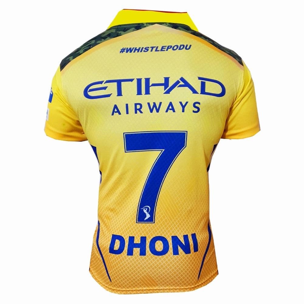 Buy GenericNew DHONI 7 Yellow Cricket Jersey with Back Name 2024-2025 ...
