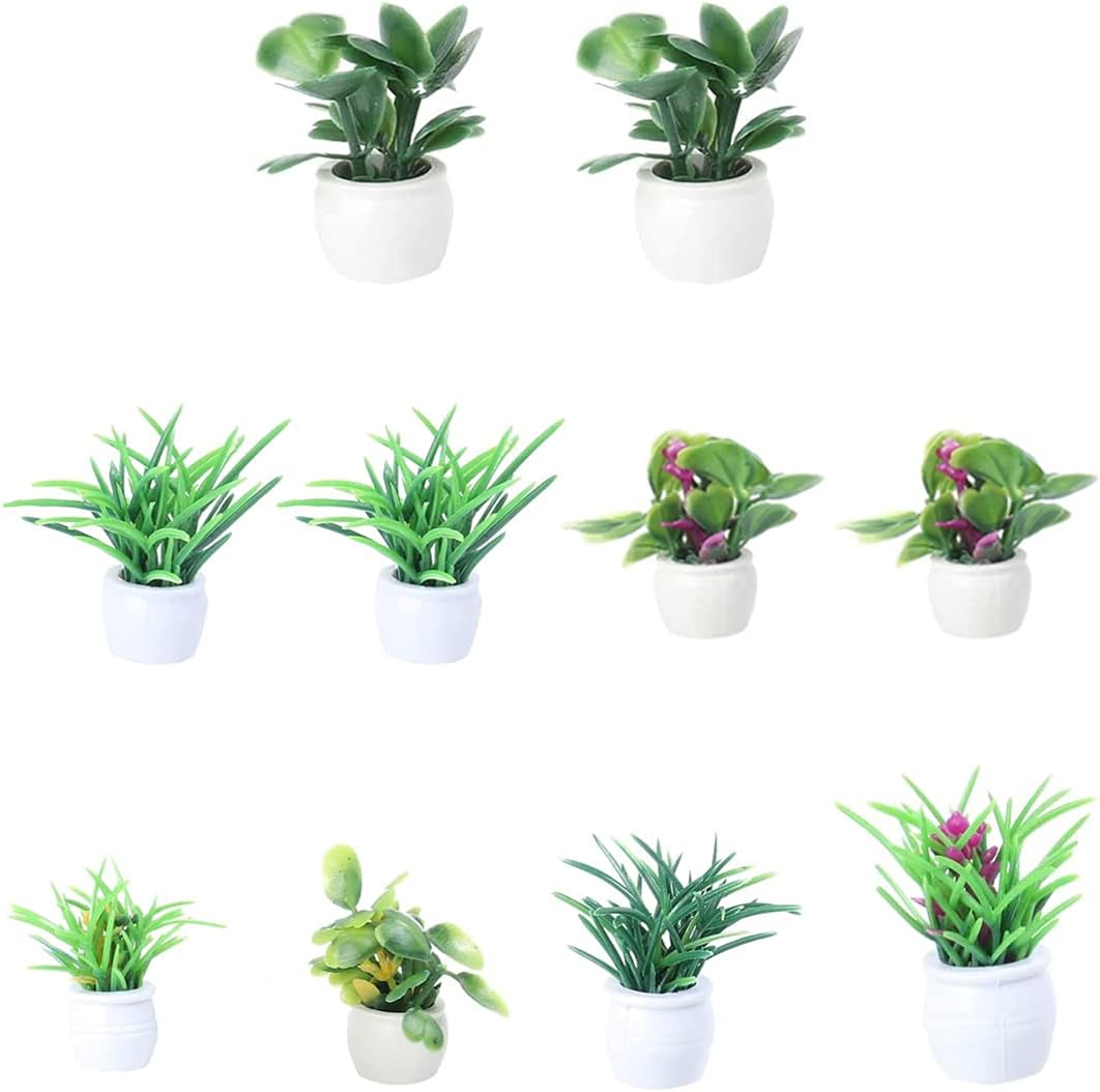 NA 10 Pcs Artificial Plant Potted Fake Plant Ornaments Miniature Potted ...