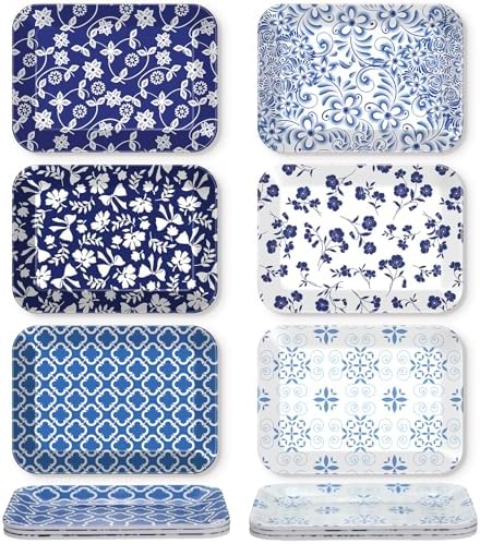 Amazon.com | Noamus 6 Pack Ceramic Rectangular Salad Plates, 8.5 Inch ...