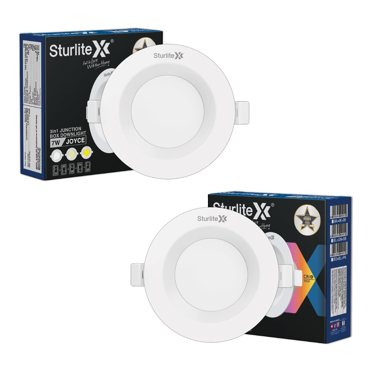 Sturlite Joyce 7W (3 in 1) Round LED Downlight|Warm, Neutral & Cool ...