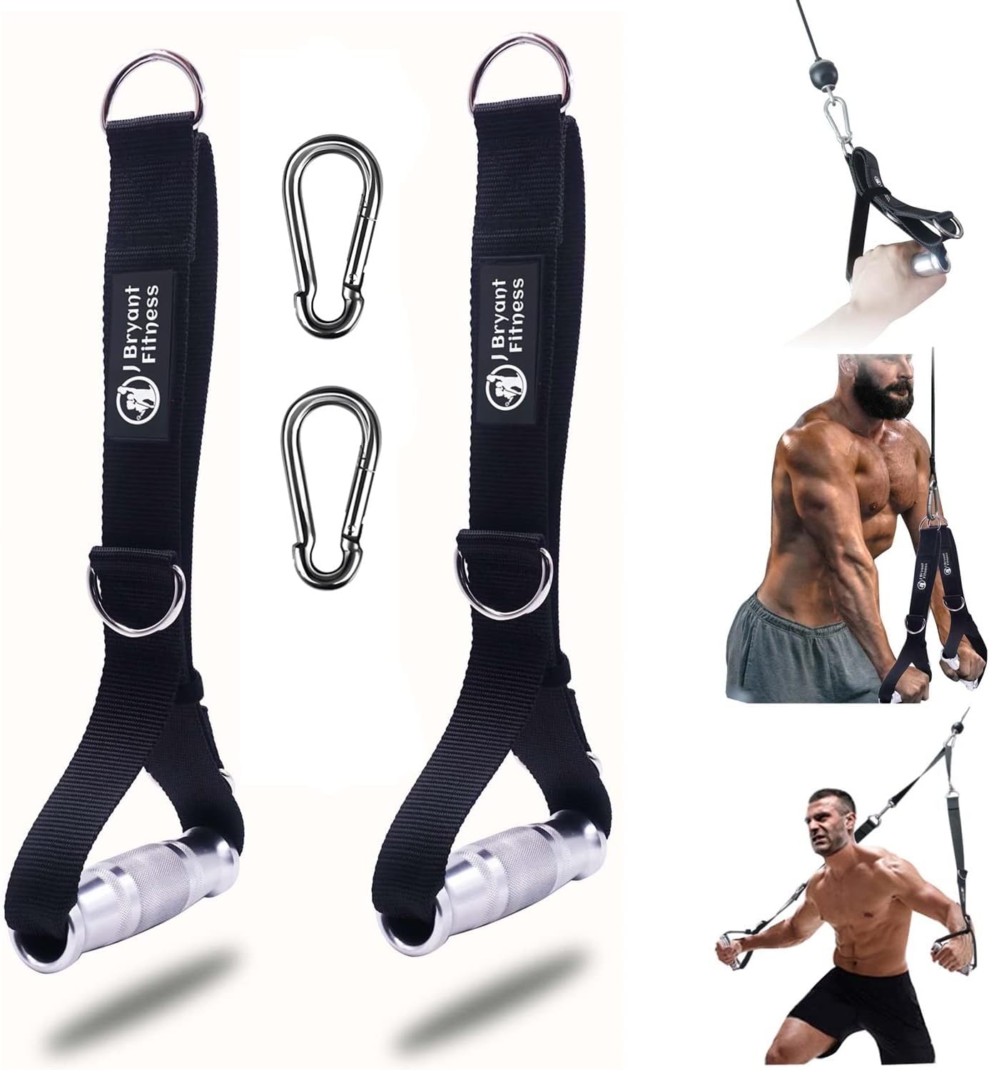 Amazon.com : J Bryant Fitness Multifunction 3 D-Rings Metal Grip Handle ...