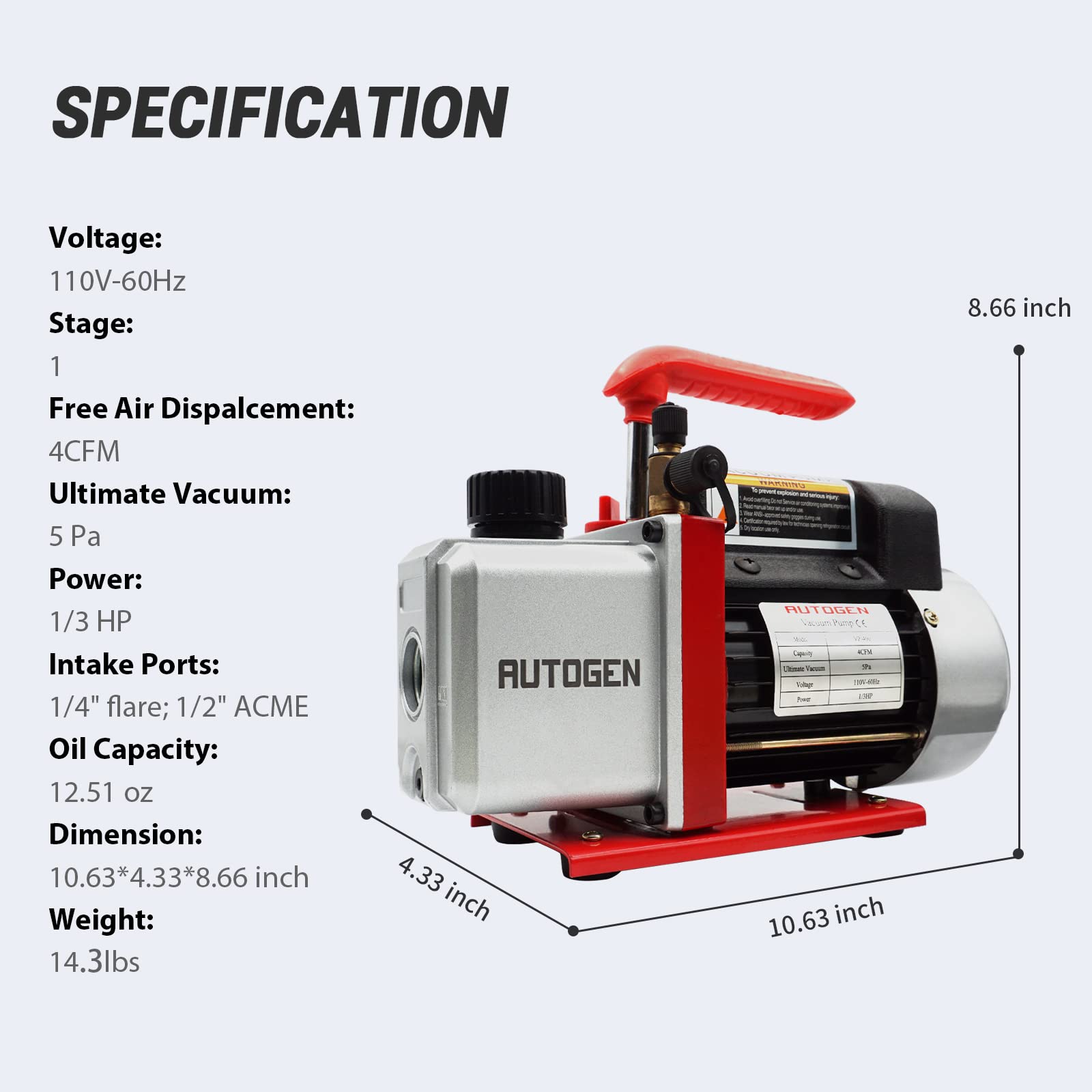AUTOGEN 5 Gallon Vacuum Chamber Kit Tempered Glass Lid with 4 CFM ...