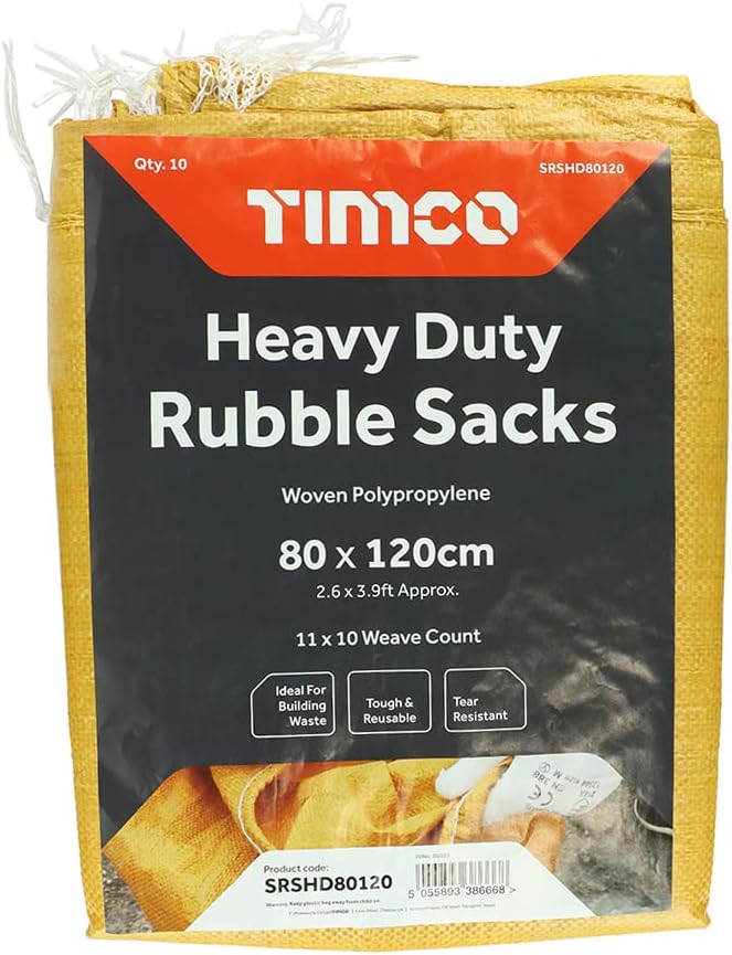 TIMCO Rubble Sacks - Heavy Duty Polypropylene Rubble Bags/Rubble Sacks ...