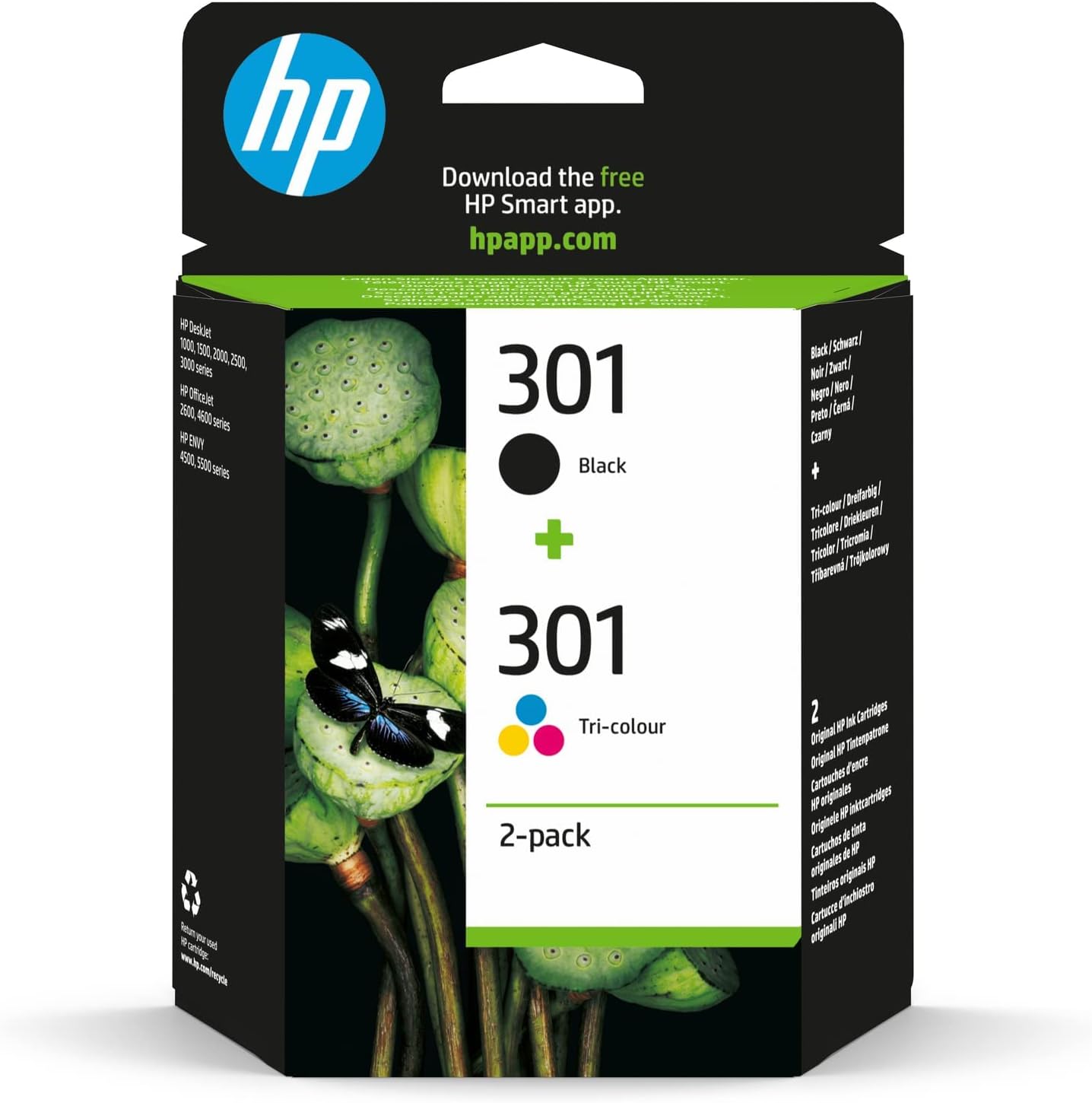 HP N9J72AE 301 Original Ink Cartridges, Black and Tri-Colour, Multipack ...