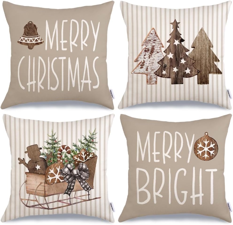 Amazon.com: GEEORY Christmas Pillow Covers 20 x 20 Inch Set of 4 ...