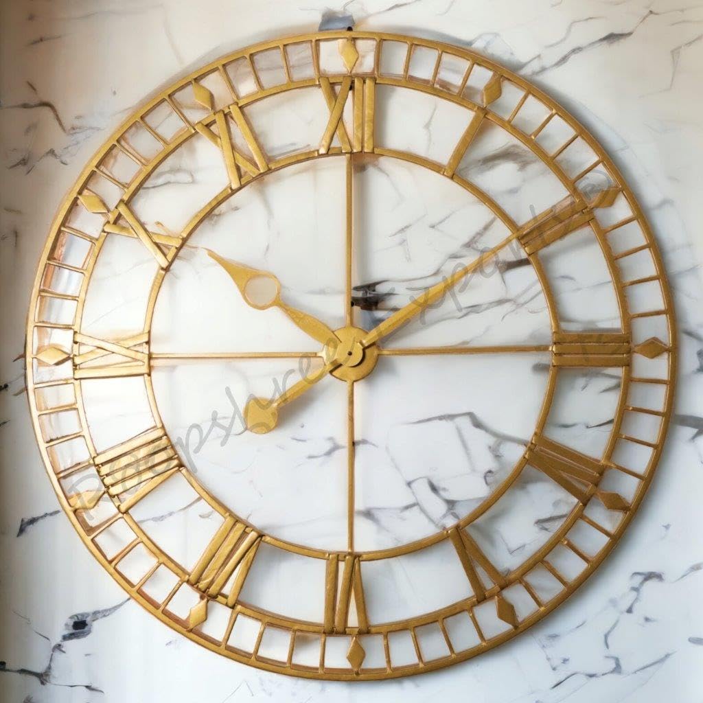 Buy Vintage Clock Iron Gold Extra Large Wall Clock And Gold Marker/One ...