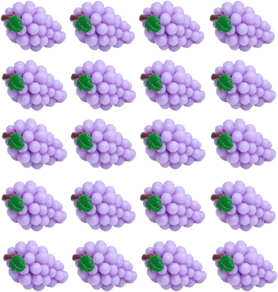 Amazon.com: tiecawk 24 Pcs Resin Grape Figurines Mini Fruit Grape ...