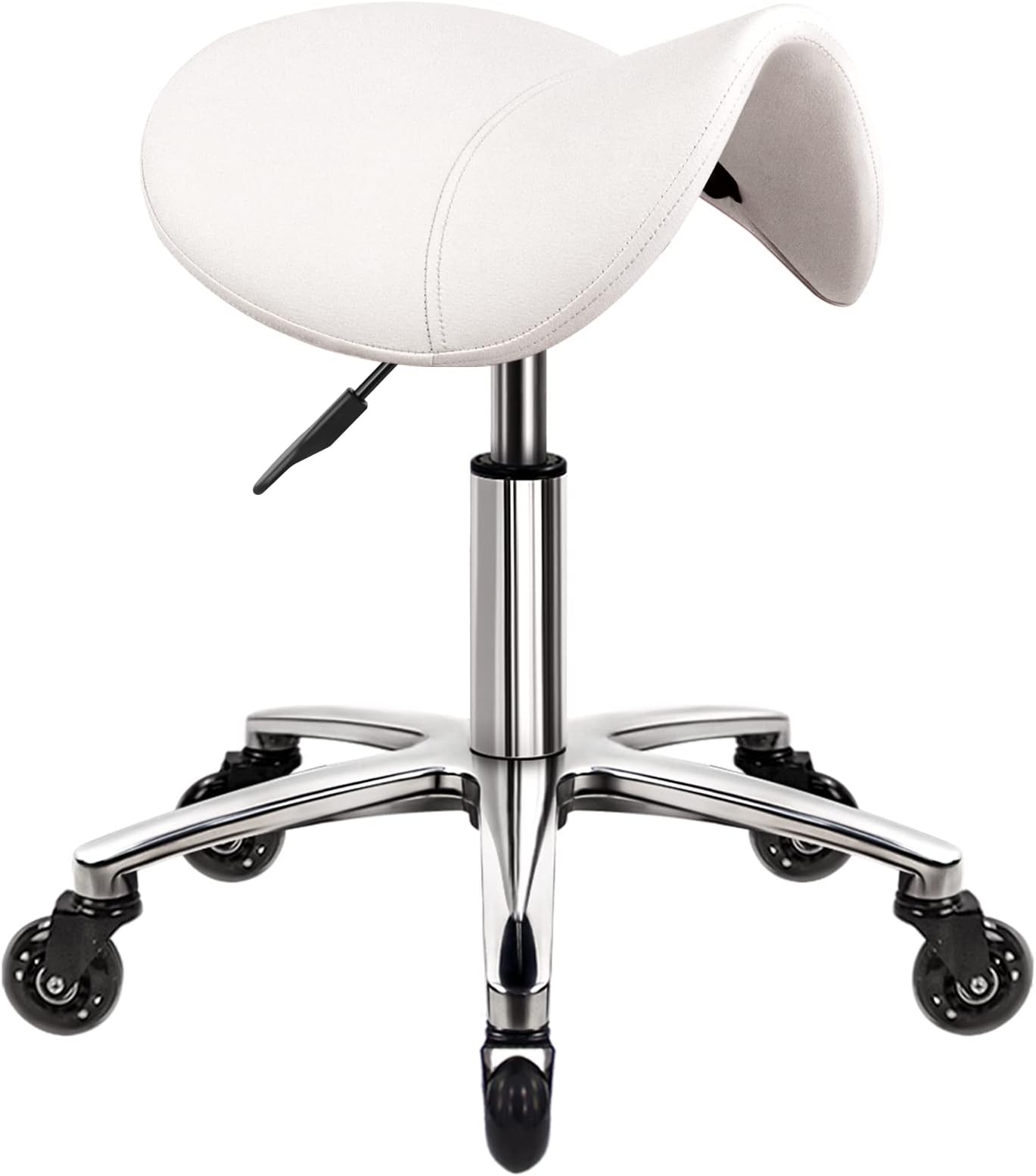 Amazon.com: KKTONER Rolling Saddle Stool PU Leather Swivel Adjustable ...
