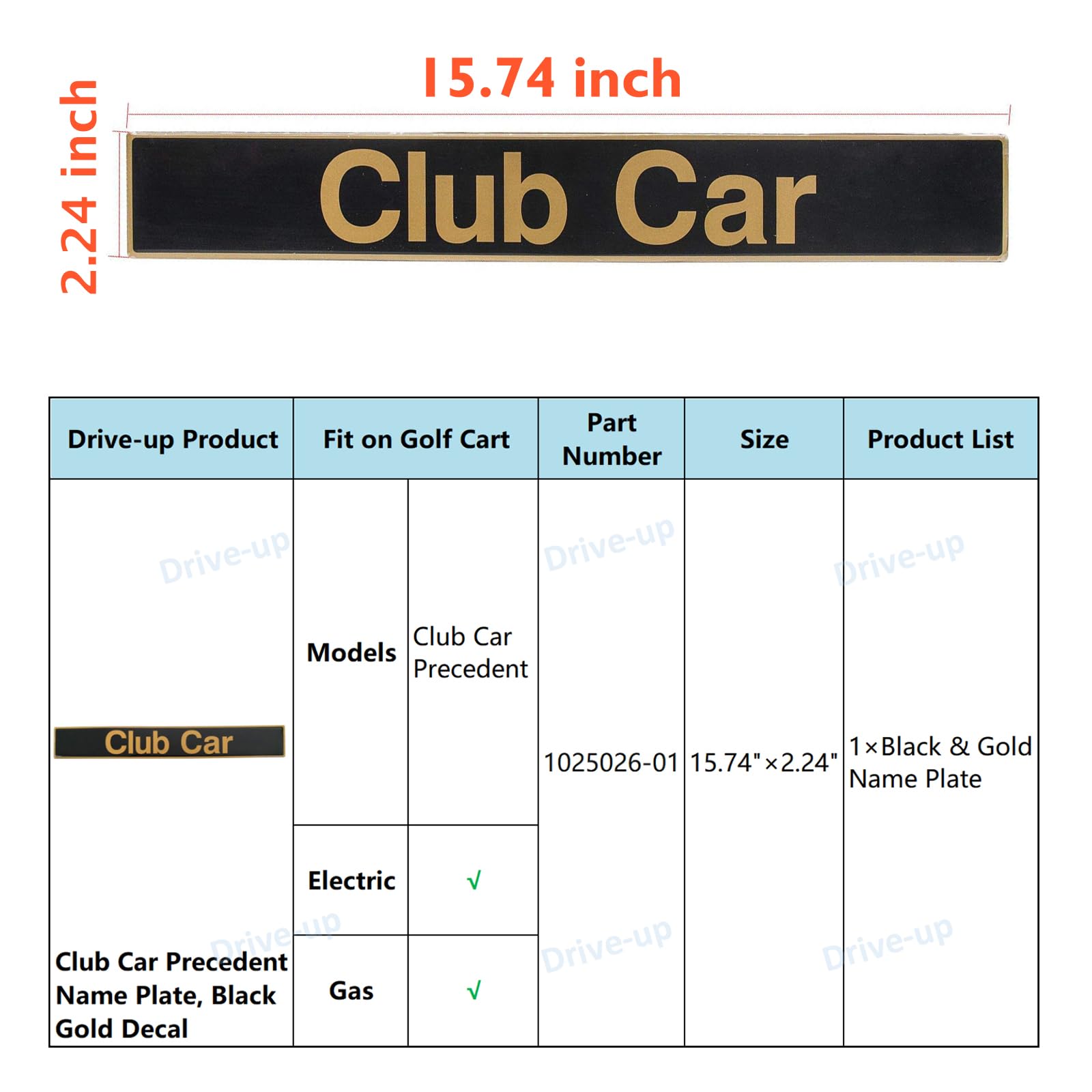 Snapklik.com : Name Plate,Black Gold Decal For Club Car Precedent Golf ...