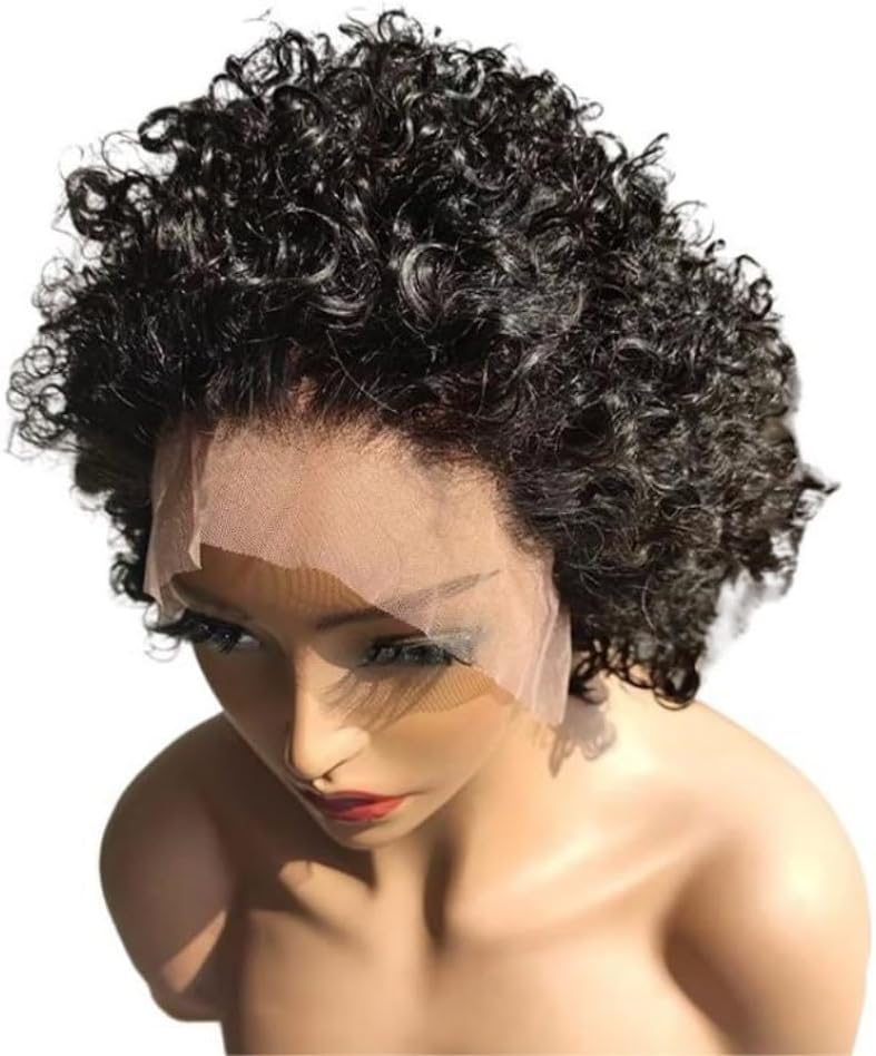 Amazon.com : FACMOOD 6 inch Short Curly Pixie Cut Lace Front Wigs Human ...