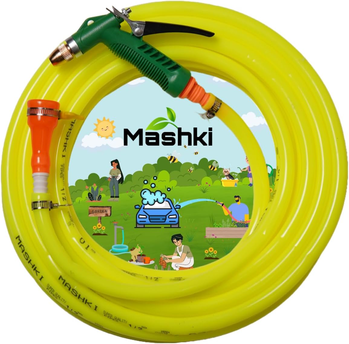 UGAOO Flexi Water Hose PVC Pipe with Leak-Proof Tap Adaptor (10 m ...
