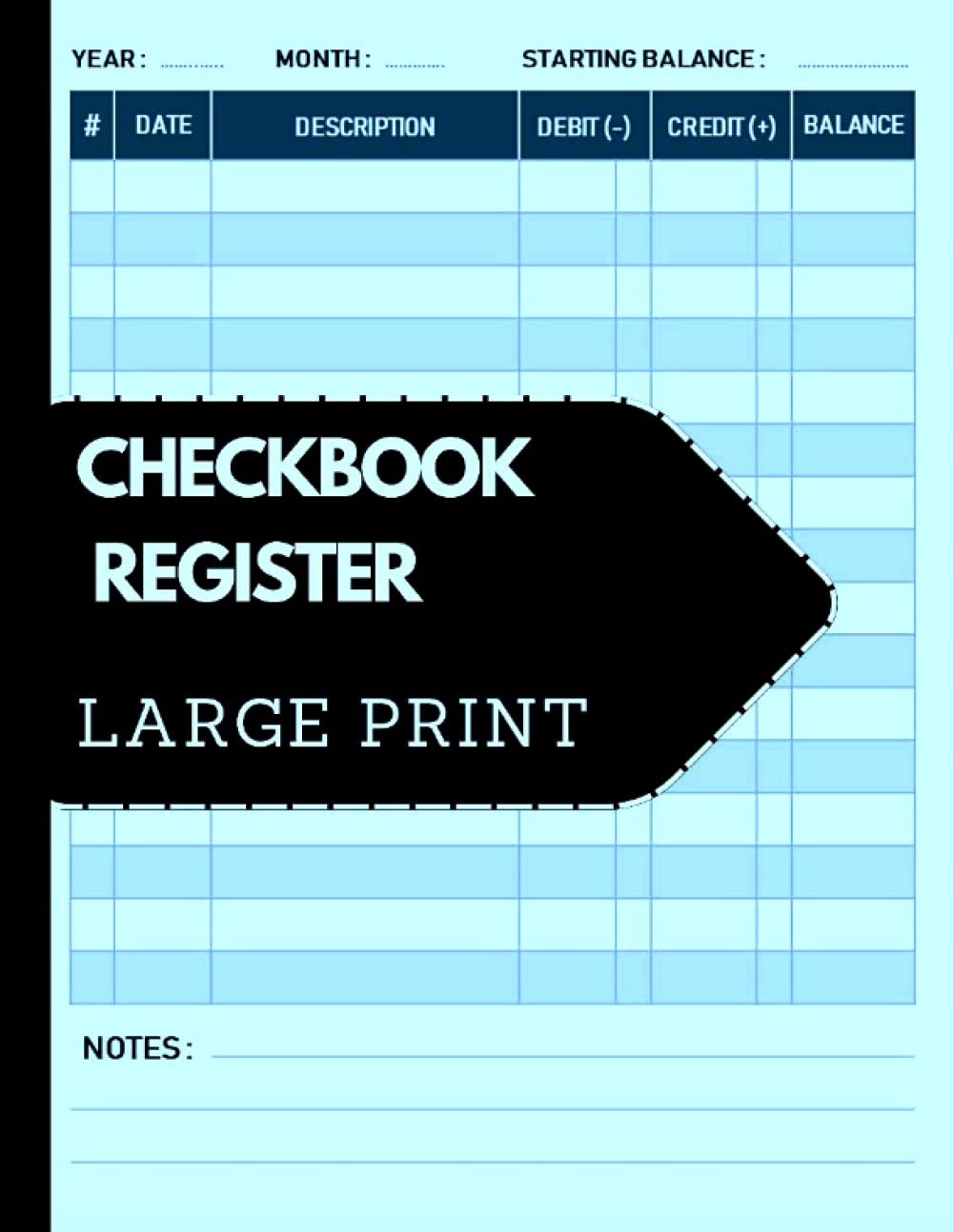 LARGE PRINT Checkbook register: Simple check register for checking and ...