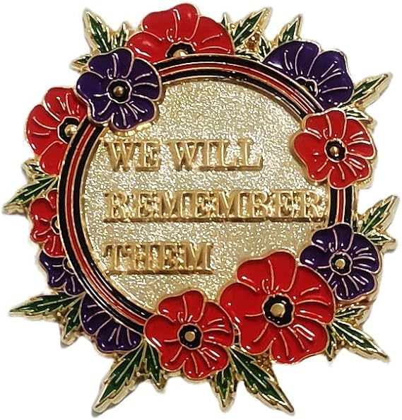 We Will Remember Them Remembrance Day Red Poppy Lapel Pin Badge Brooch ...