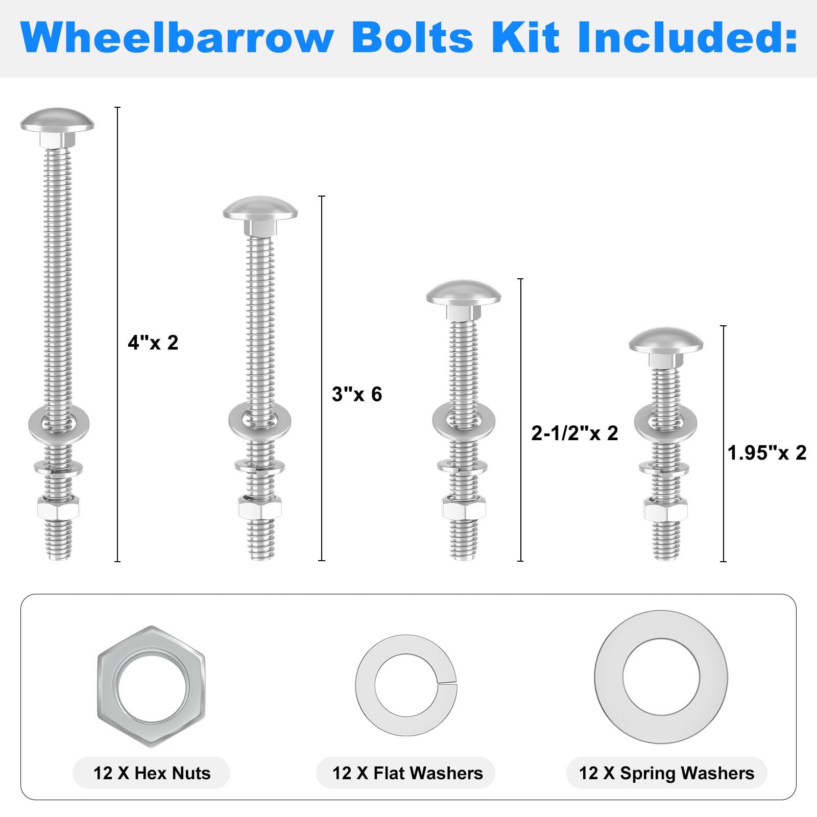 Snapklik.com : Wheelbarrow Handles Bolts Kit Replacement Wheelbarrow ...