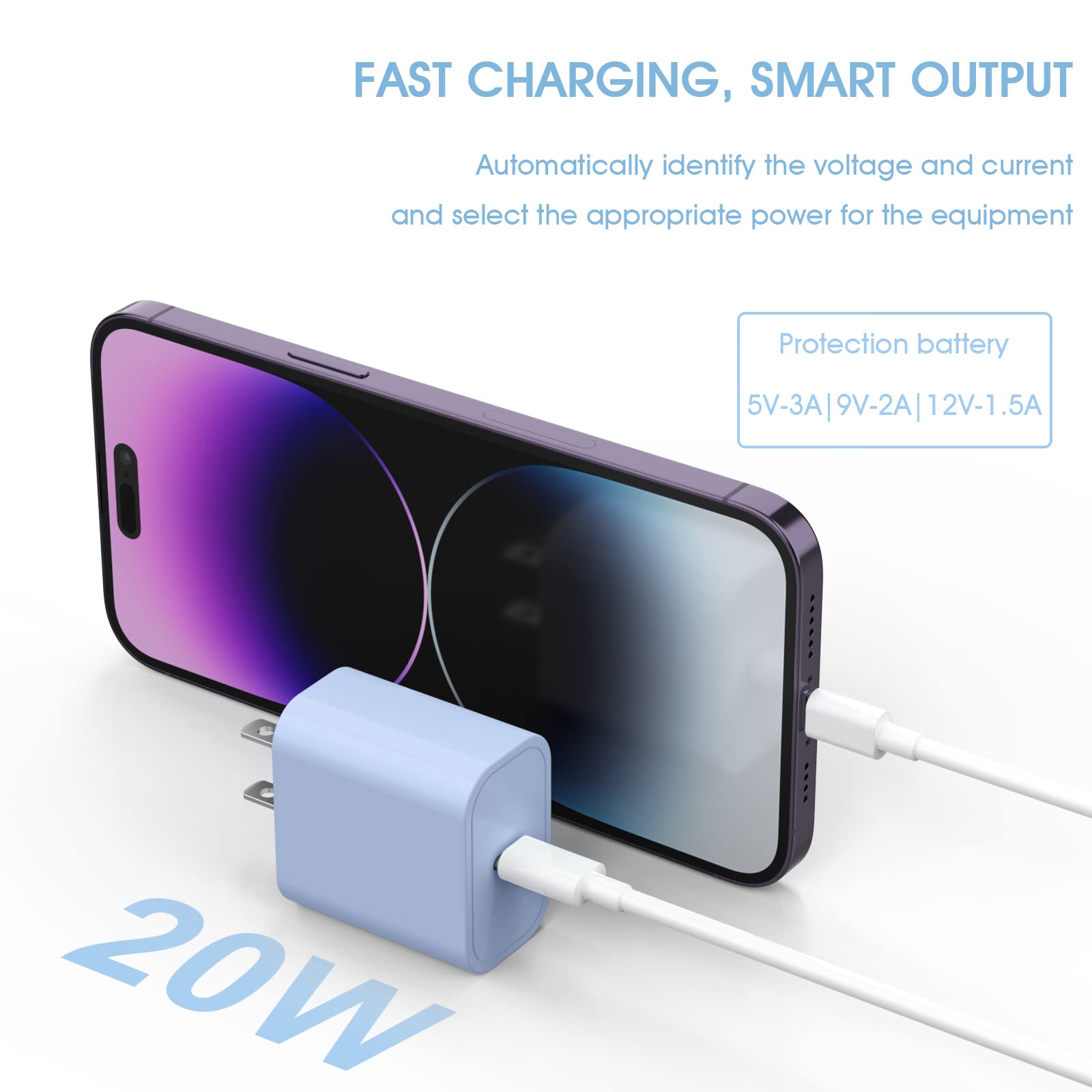 Snapklik.com : 4Pack USB C Charger Block, 20W USB C Charger Wall ...