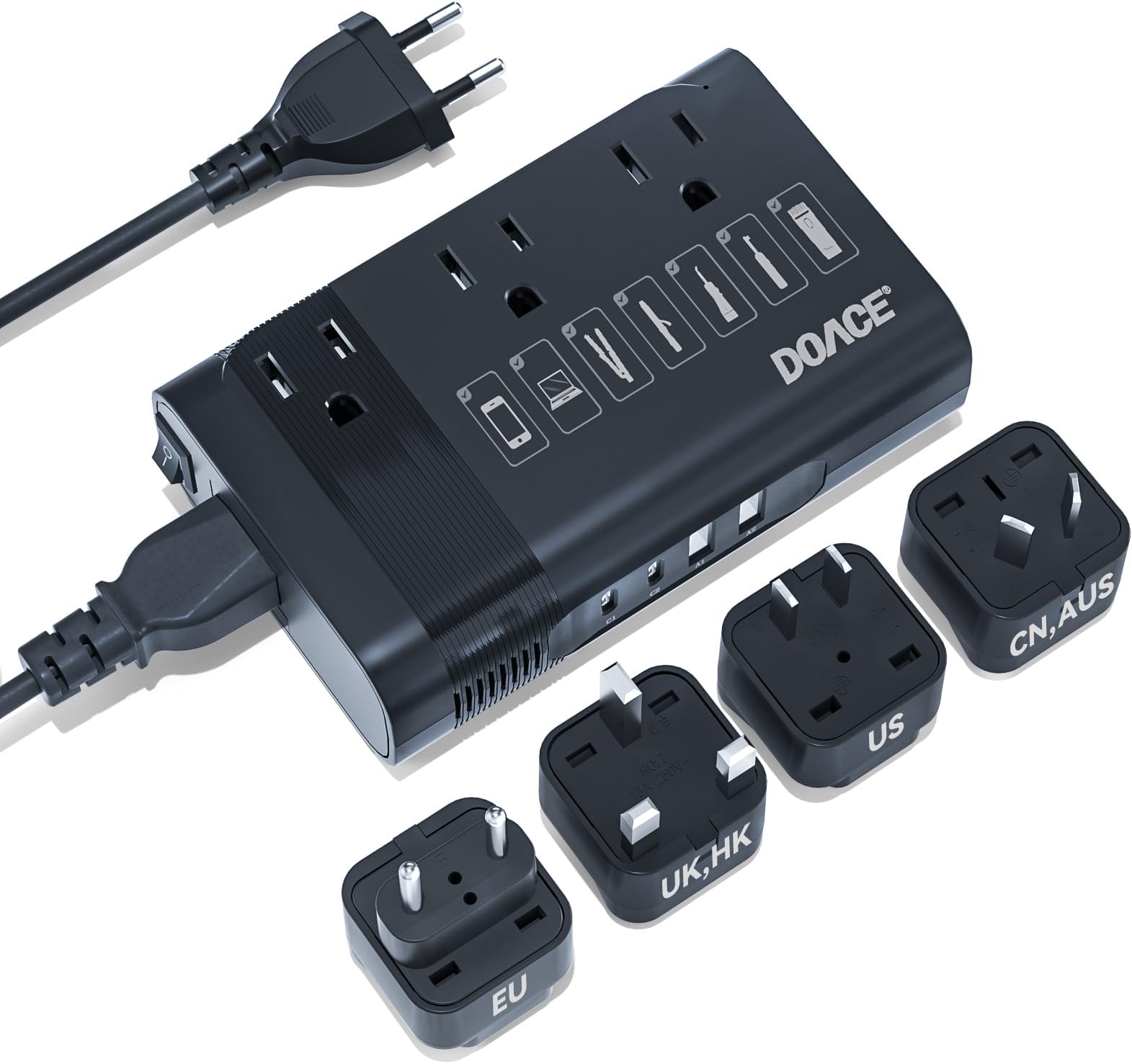 Amazon.com: BESTEK 250W Power Converter 3-Outlet and 4-Port USB Travel ...