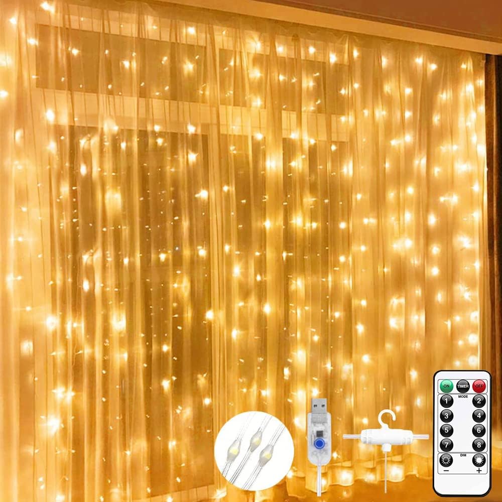 Cortina de Luces Led 6mx3m, Salandens 600 Leds Cascada De Luces Con ...