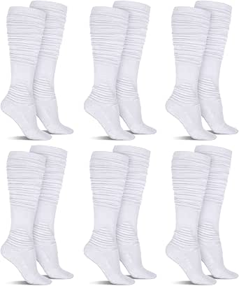 Janmercy 6 Pairs Scrunch Football Socks Extra Long Padded Sport Socks ...