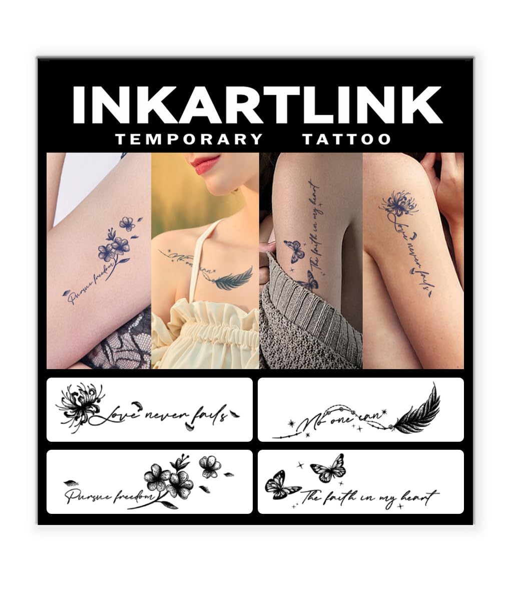 Inknart Temporary Tattoos 2pcs Follow Your Heart Quote And Arrow