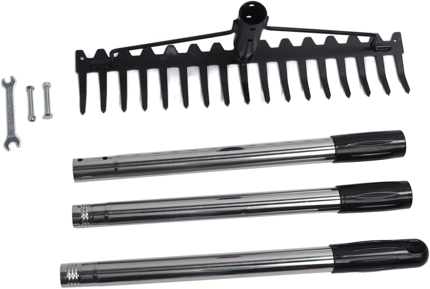 Amazon.com : Adjustable Garden Rake 17 Tines Metal Head Rake Tool for ...