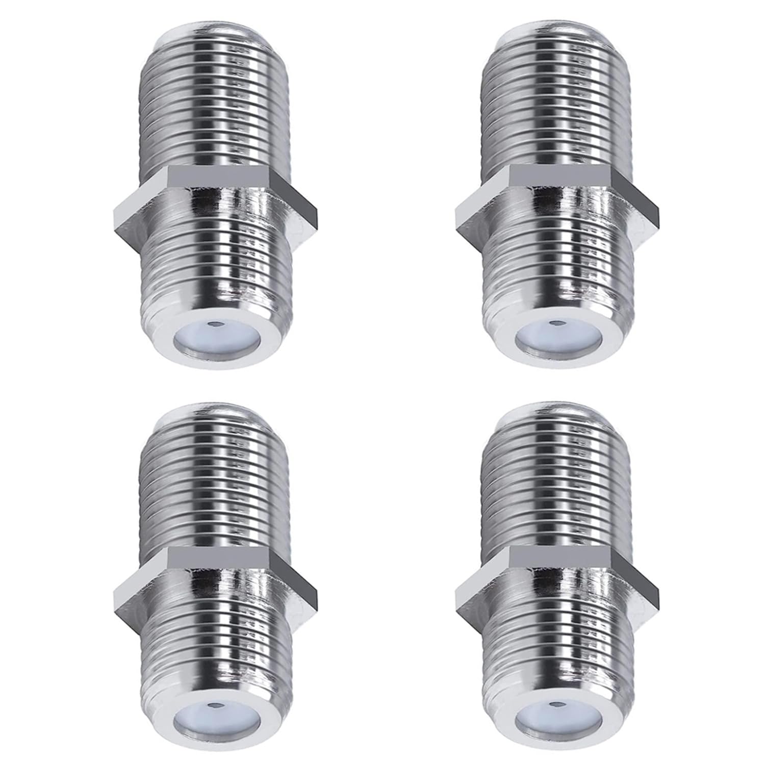 HYTEK (4-Pack, Silver) RG6 Coaxial Cable Female to Female Connectors ...