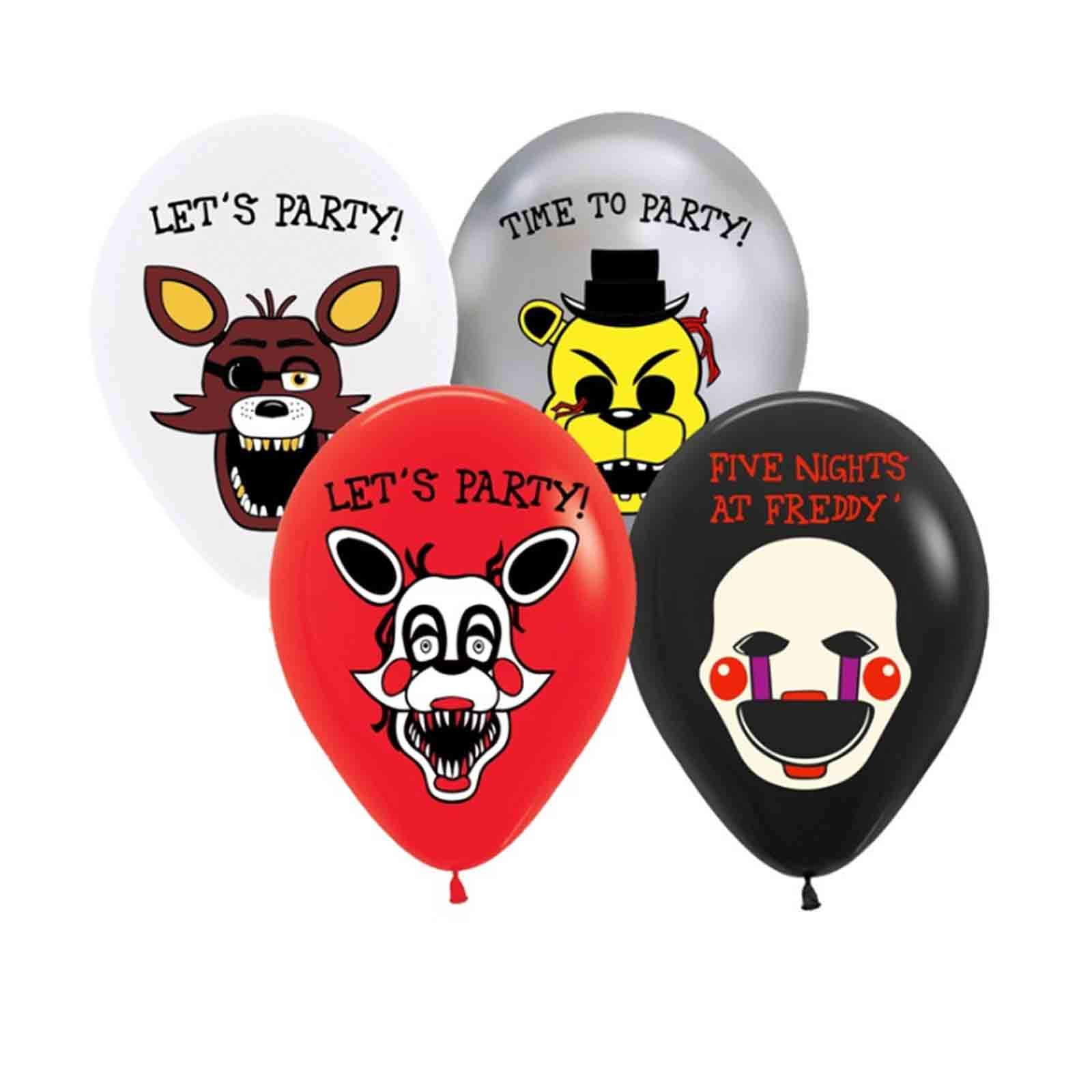 Buy FNAF Party Bundle: FNAF Balloons Black, White, Silver, RED, Printed ...