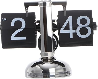 Decdeal Timers, Small Scale Table Clock Retro Flip Over Clock Stainless ...