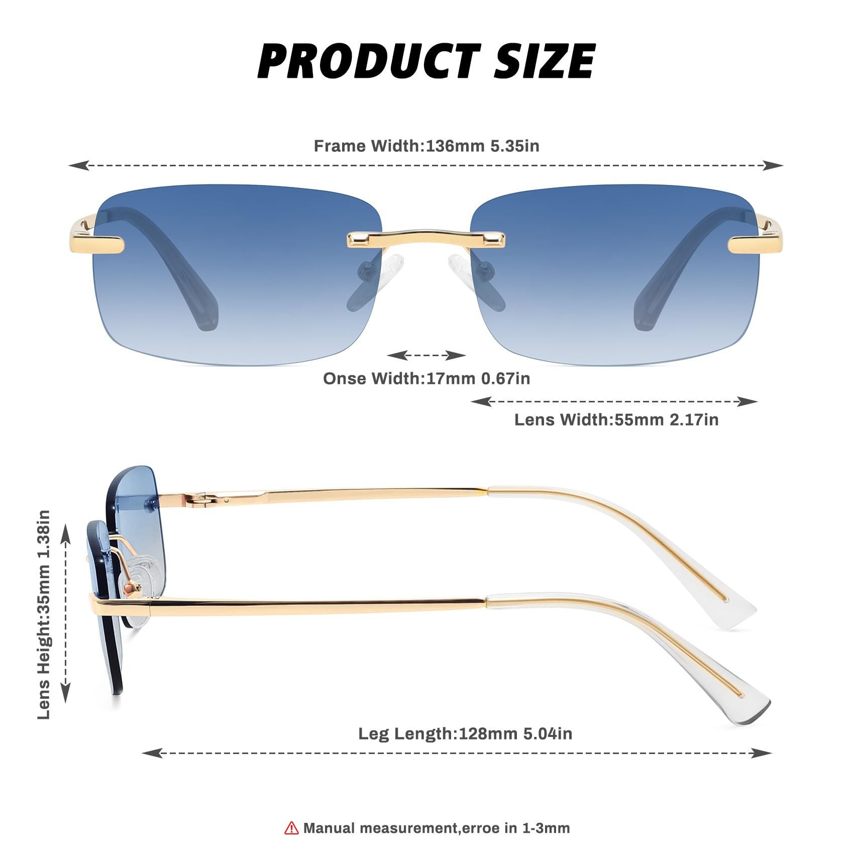 Snapklik.com : Retro Frameless Rectangle Sunglasses Womens Trendy ...