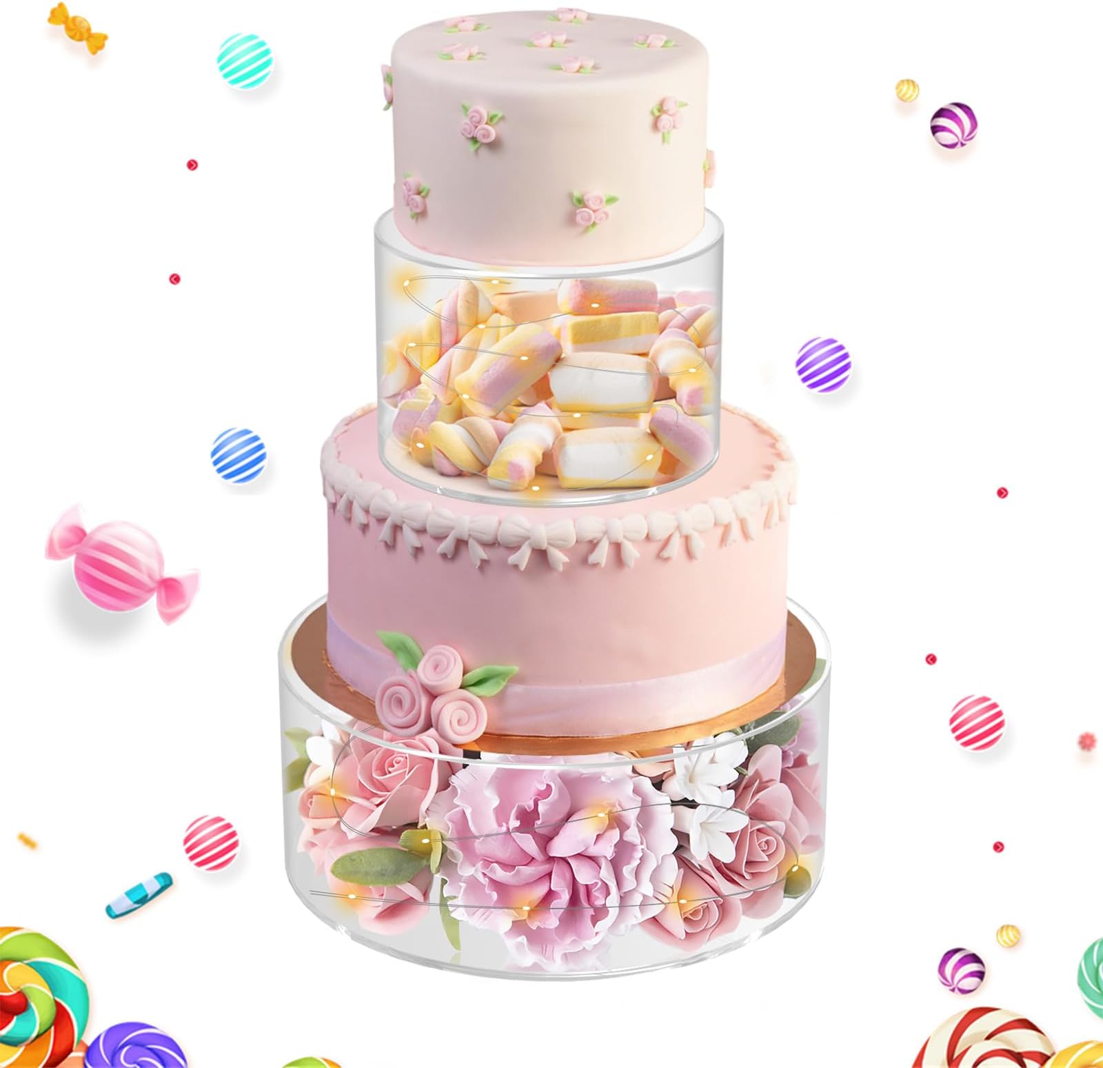 Amazon.com | Weysat 2 Pcs Acrylic Fillable Cake Stand 10 Inch and 6 ...