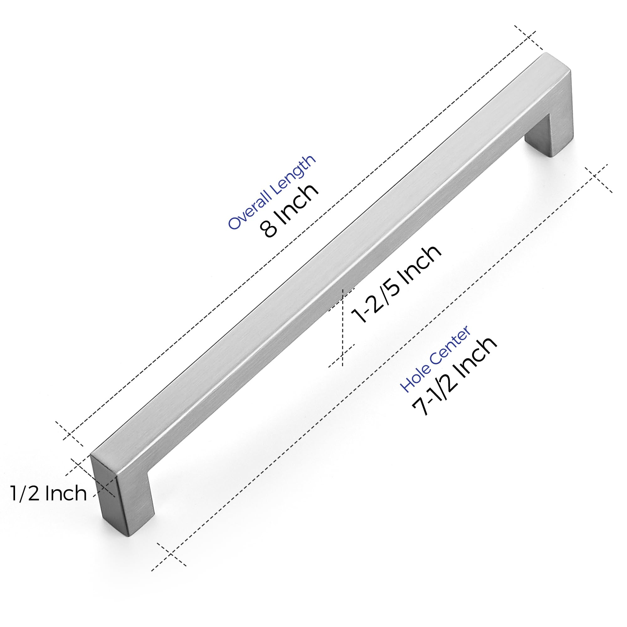 Snapklik.com : 25 Pack 7-1/2 Inch Kitchen Square Cabinet Handles Satin ...