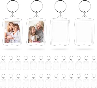 30 Pcs Acrylic Blank Photo Keyrings,Double Sided Blank Photo Keychains ...