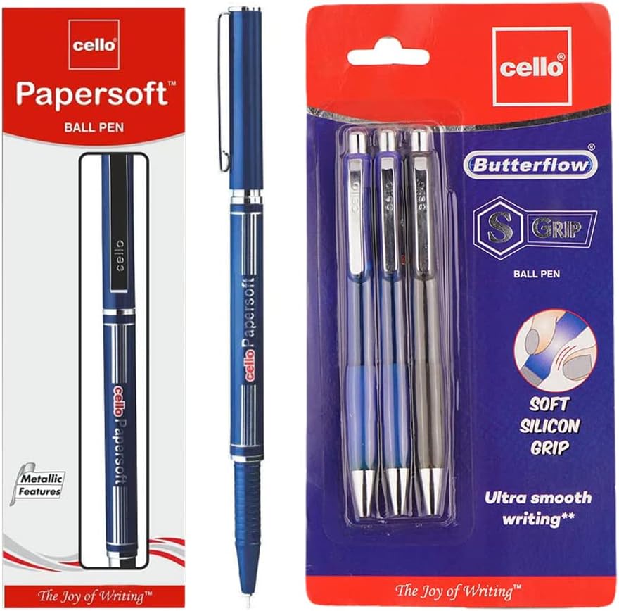 Cello Papersoft Ball Pen - (Blue) Butterflow S Grip Ball Pen : Amazon ...