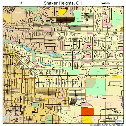 Amazon.com : Large Street & Road Map of Shaker Heights, Ohio OH ...