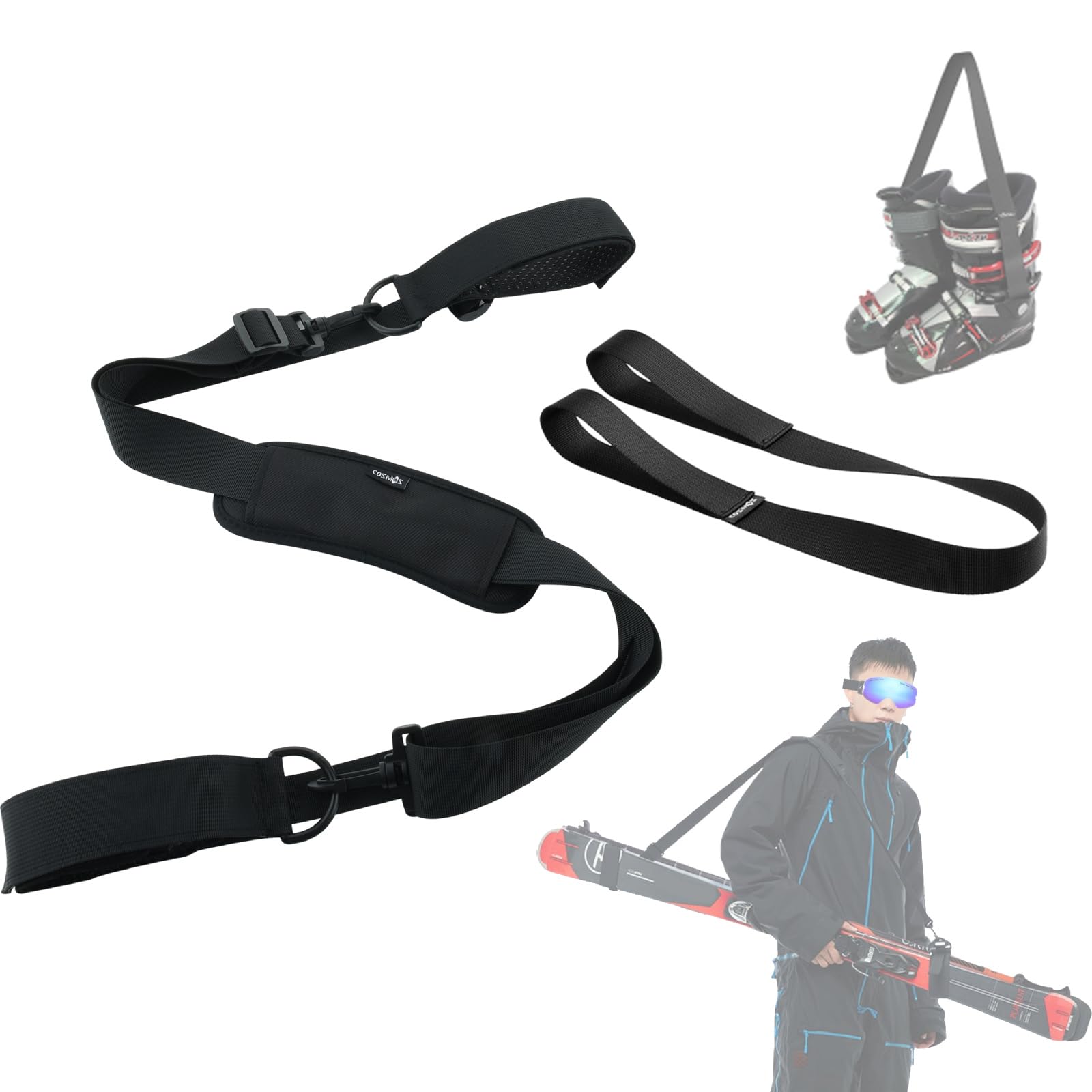 Amazon.com: Cosmos Skis Strap Carrier and Ski Pole Carrier Strap ...