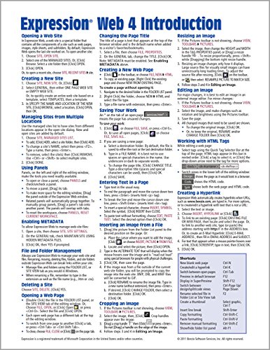 Buy Expression Web 4 Quick Reference Guide (Cheat Sheet of Instructions ...