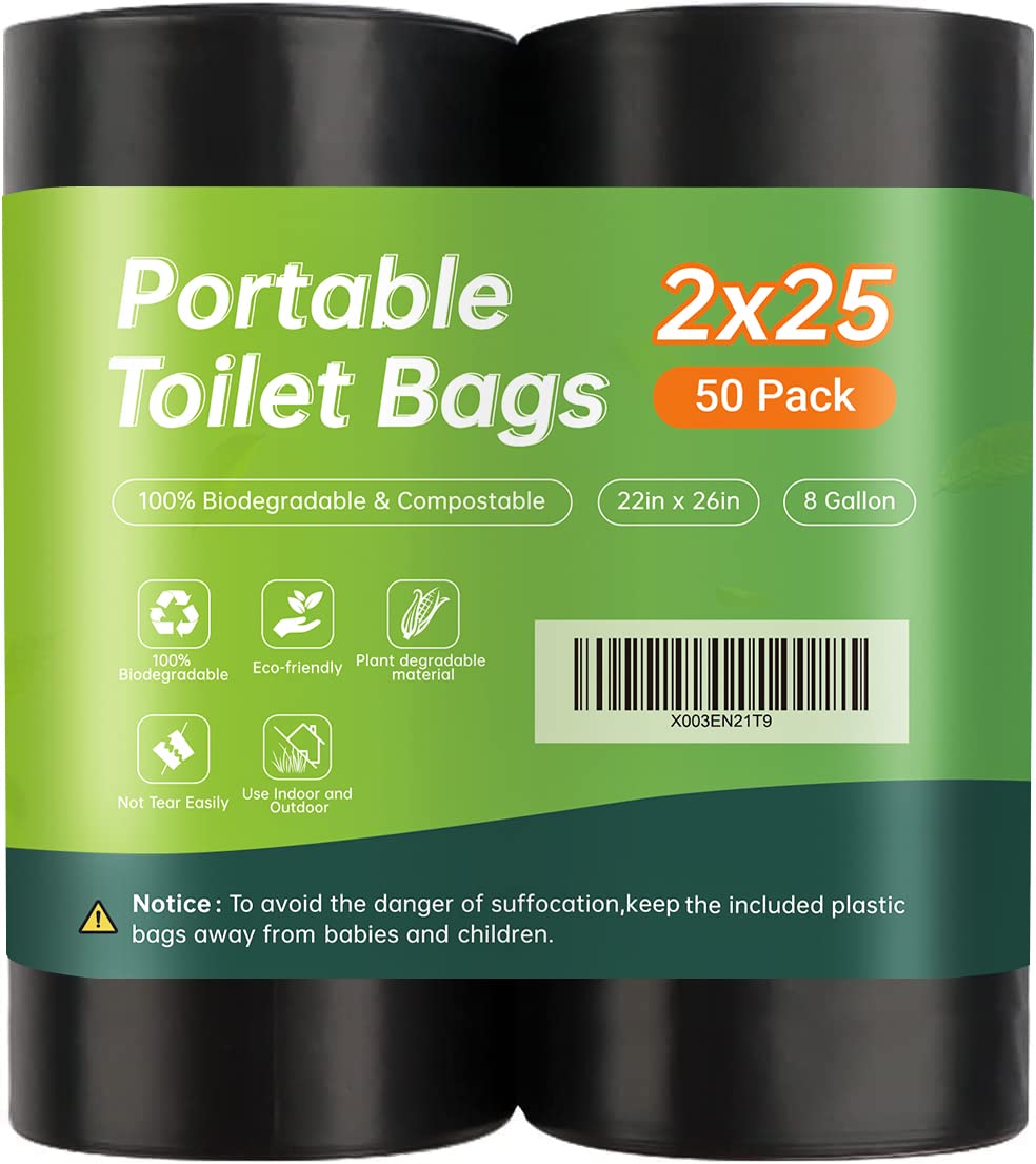 Amazon.com: 50 portable toilet bags for camping, 8 Gallon 1.3 Mil ...