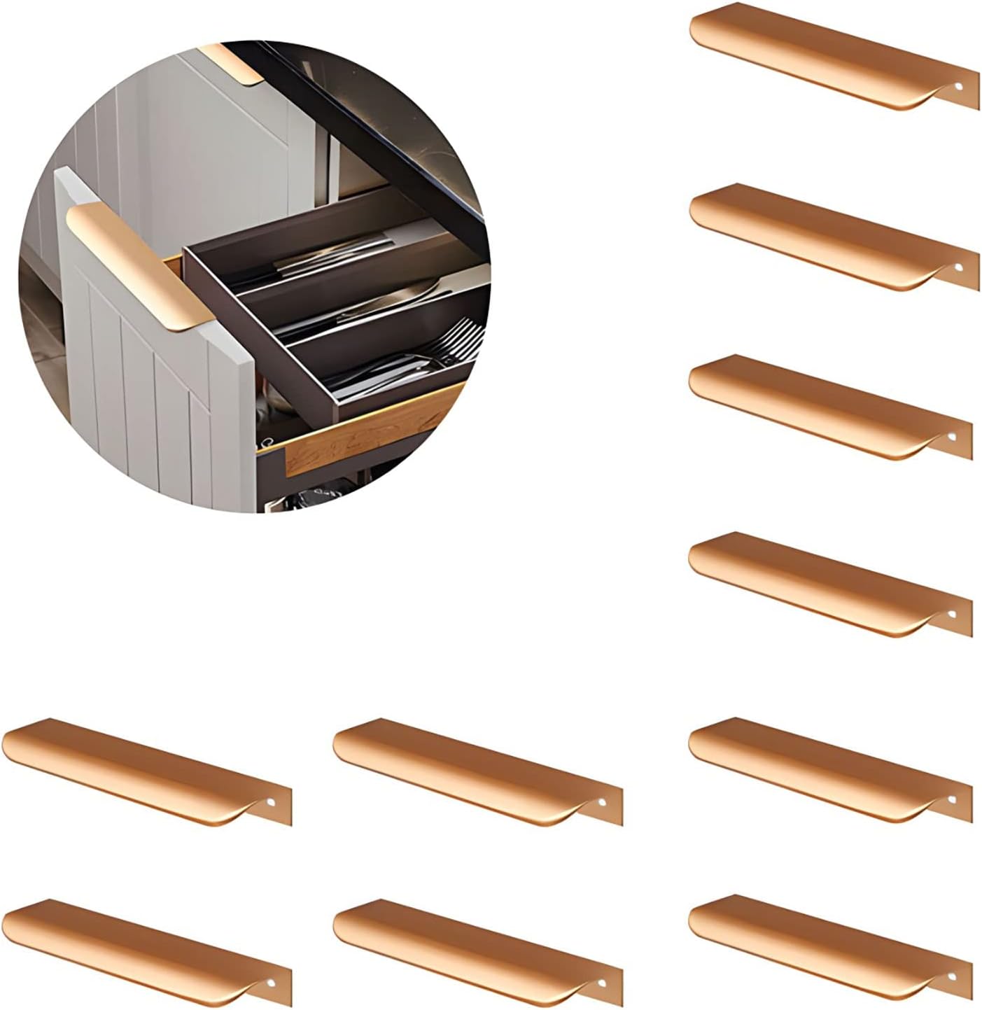 NUACOS Furniture Handles Concealed Gold Cabinet Pulls Aluminum Drawer ...