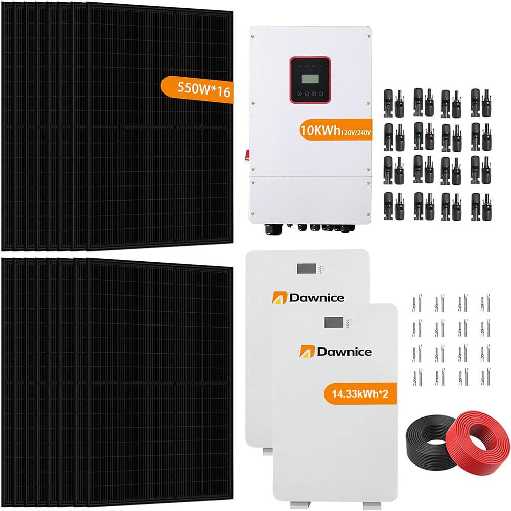 Amazon.com : 8800W Hybrid Solar System Complete Kit with 2 Sets 48V ...