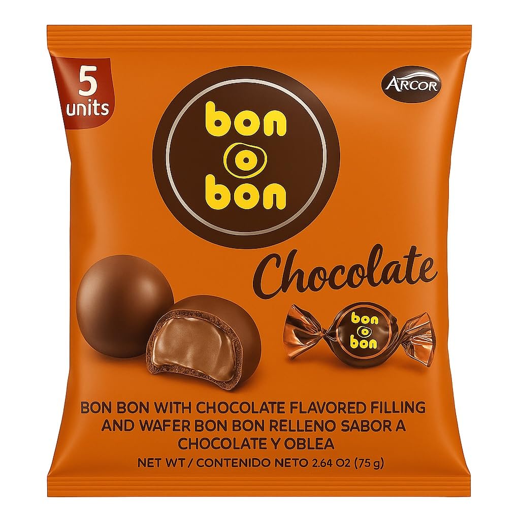 Bon o Bon Original Peanut Cream Filled Chocolate Bonbons - 5 Units Pack ...