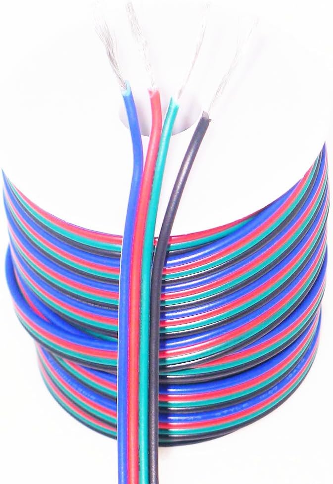 RGBSIGHT 40FT 18 Gauge RGB LED Strip Flexible Wire Extension Cord 18AWG ...