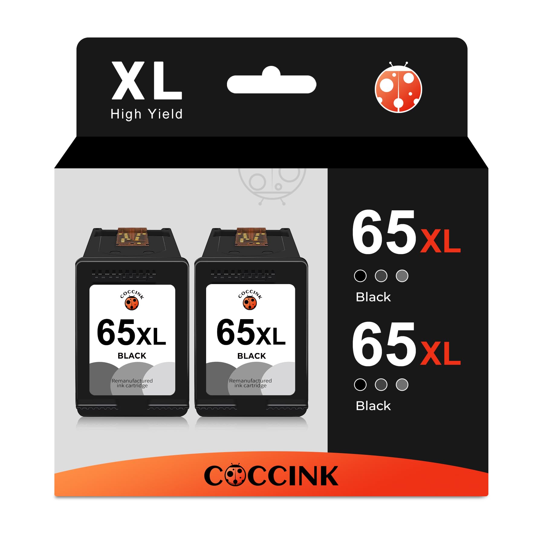 COCCINK 65XL Black Ink Cartridge for HP DeskJet 3700 3720 3722 3755 ...